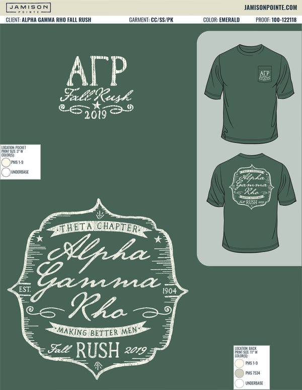 Alpha Gamma Rho Fall Rush T-Shirt for Fraternity Events - Jamison Pointe