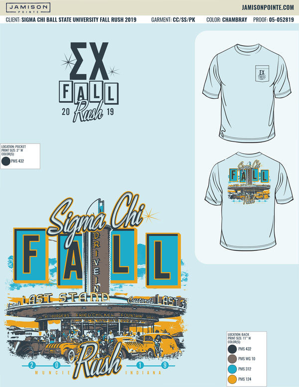 Sigma Chi Ball State University Fall Rush T-Shirt Sale - Jamison Pointe