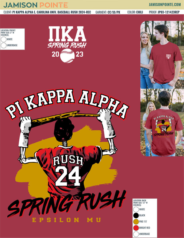 Pi Kappa Alpha East Carolina University Baseball Rush T-Shirt - Jamison ...