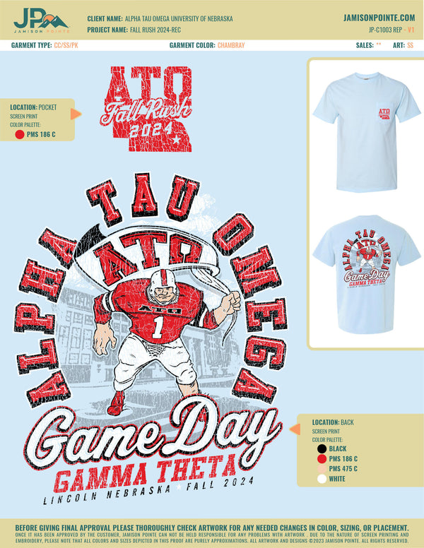 Alpha Tau Omega University of Nebraska Fall rush T-Shirt - Jamison Pointe